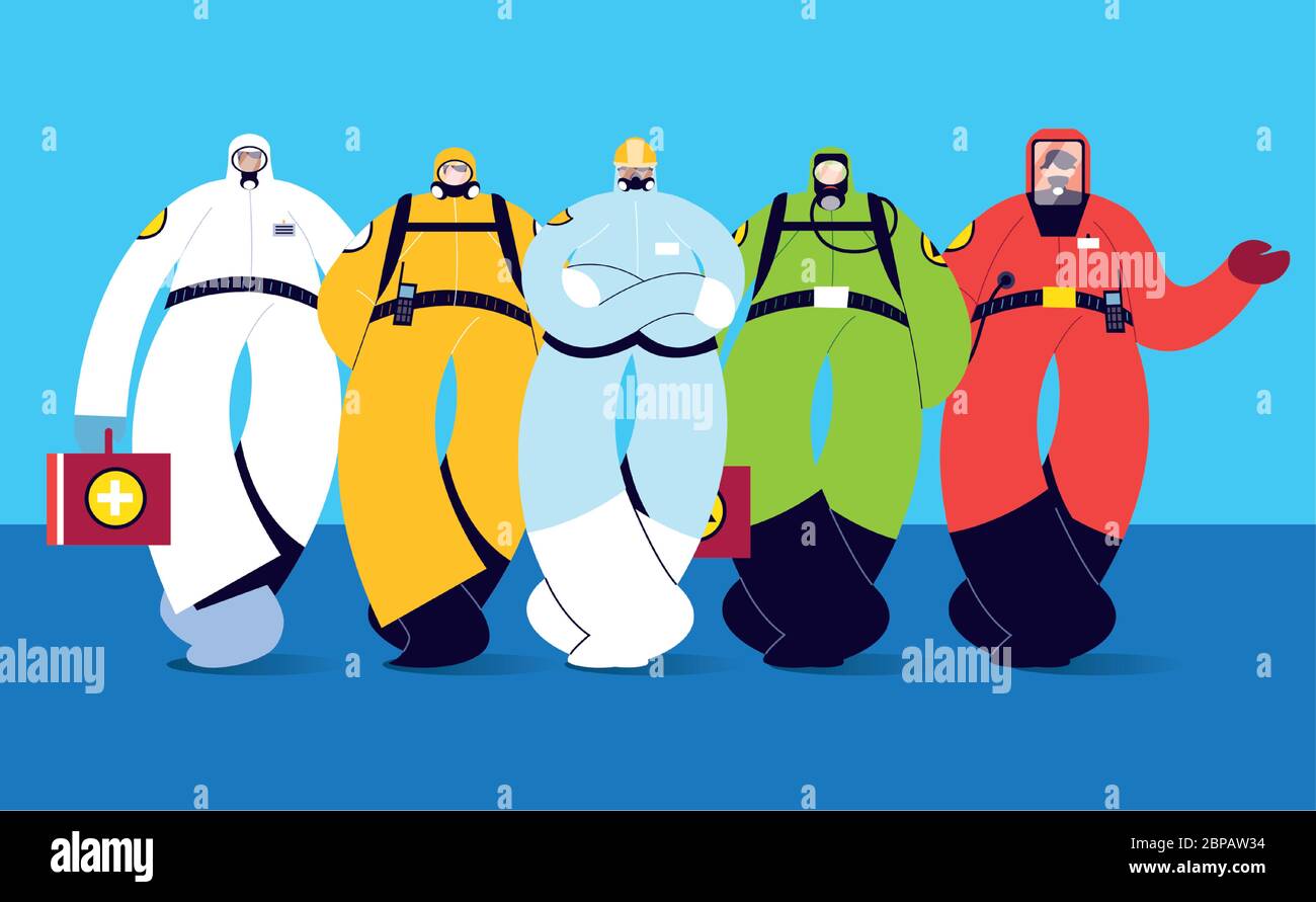 men in protective suits, safety clothing vector illustration design ...