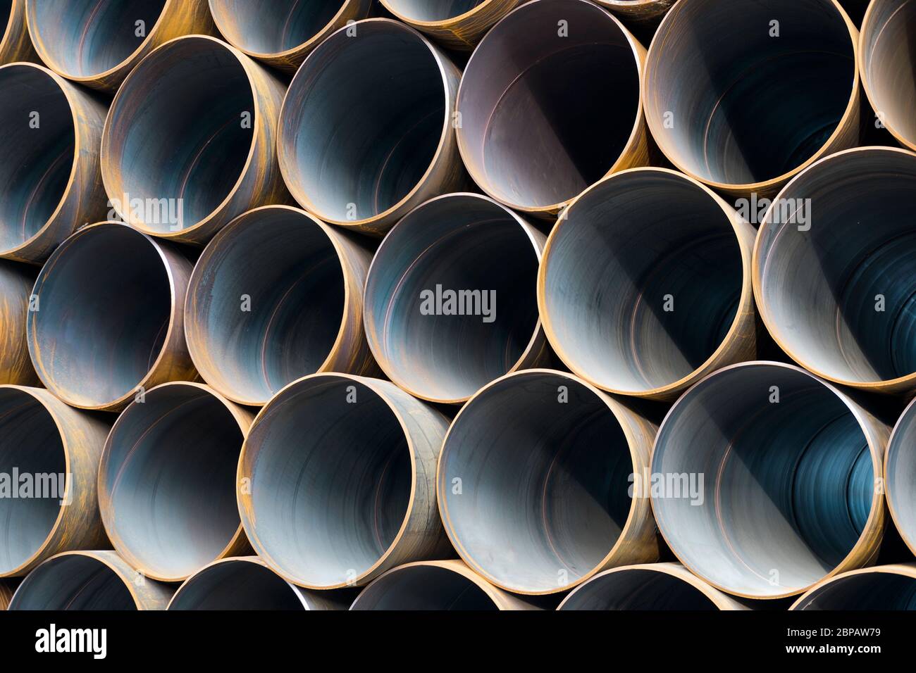 Abstract background of round metal pipes. Texture pattern Stock Photo ...