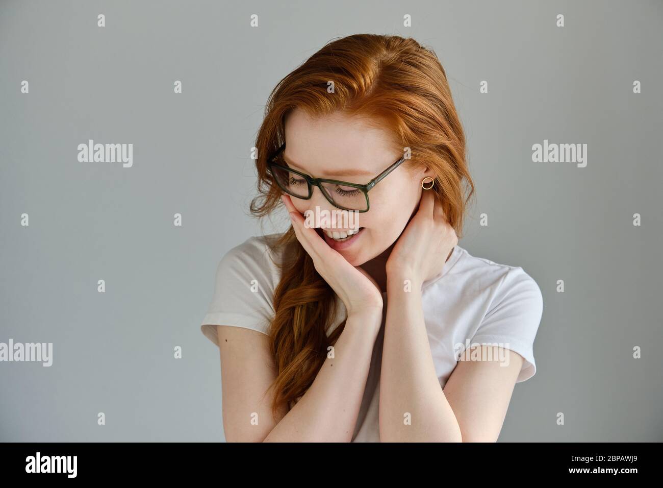Woman Embarrassed Face In Hands High Resolution Stock Photography and ...