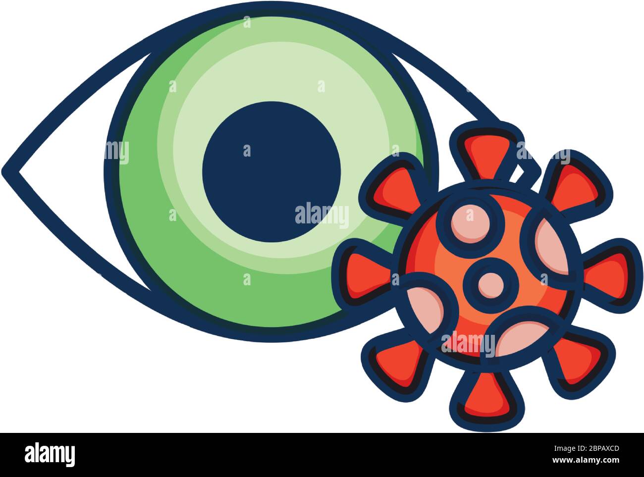 eye with coronavirus symbol icon over white background, line color ...