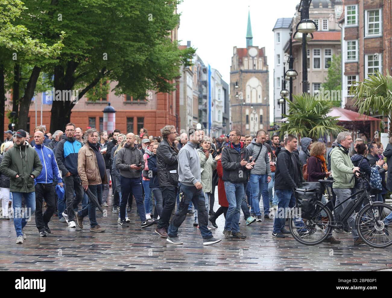 Rostock, Germany. 18th May, 2020. Participants of an unannounced ...