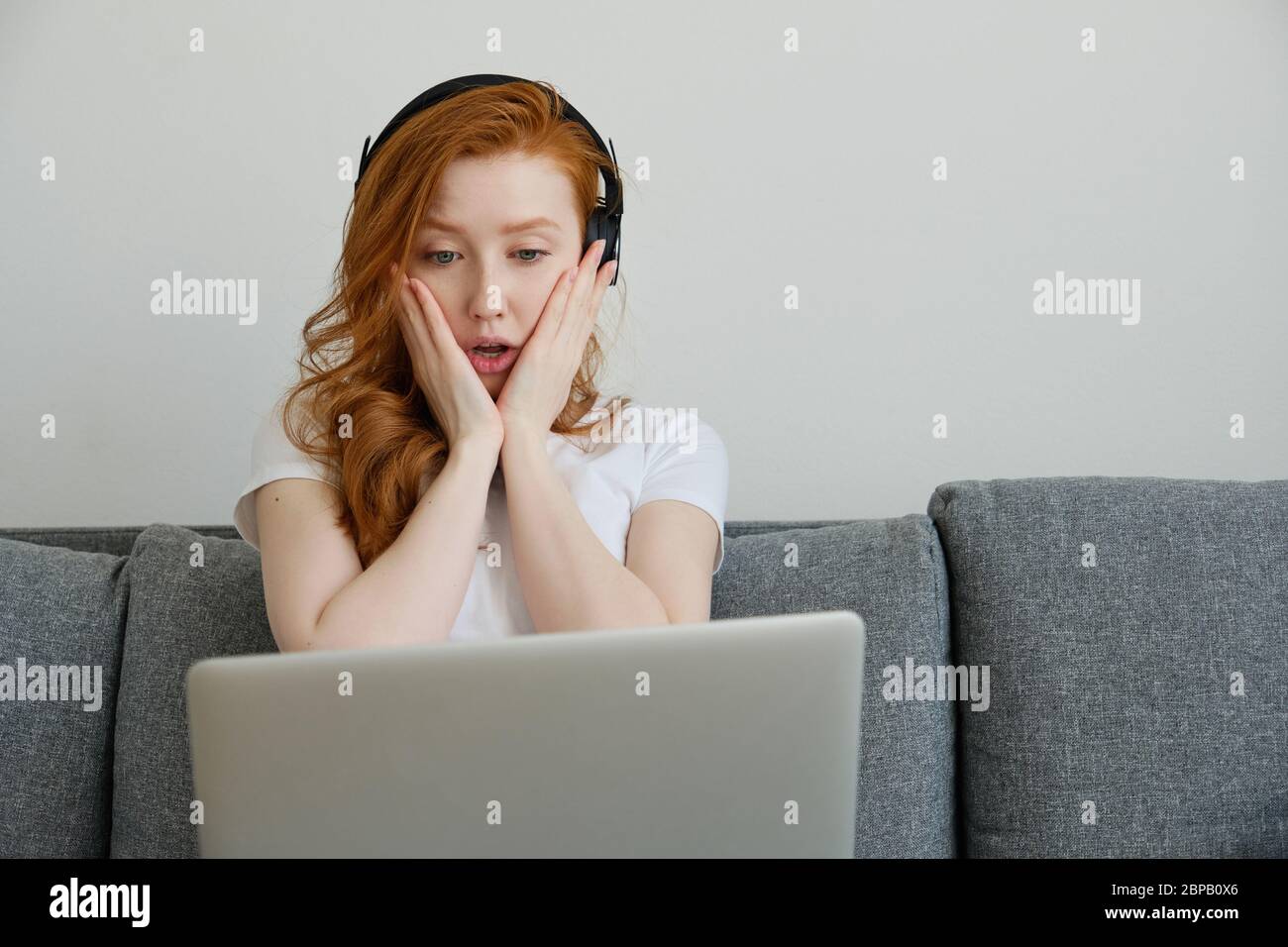 Beautiful young woman pressing laptop hi-res stock photography and ...