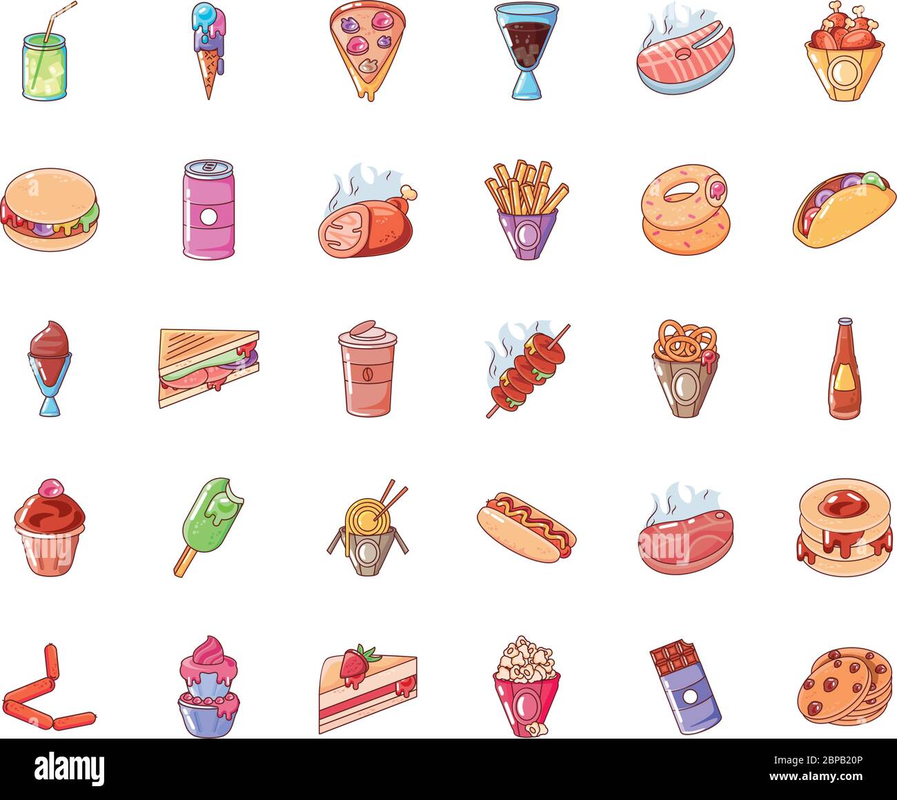 set of icons food on white background vector illustration design Stock ...