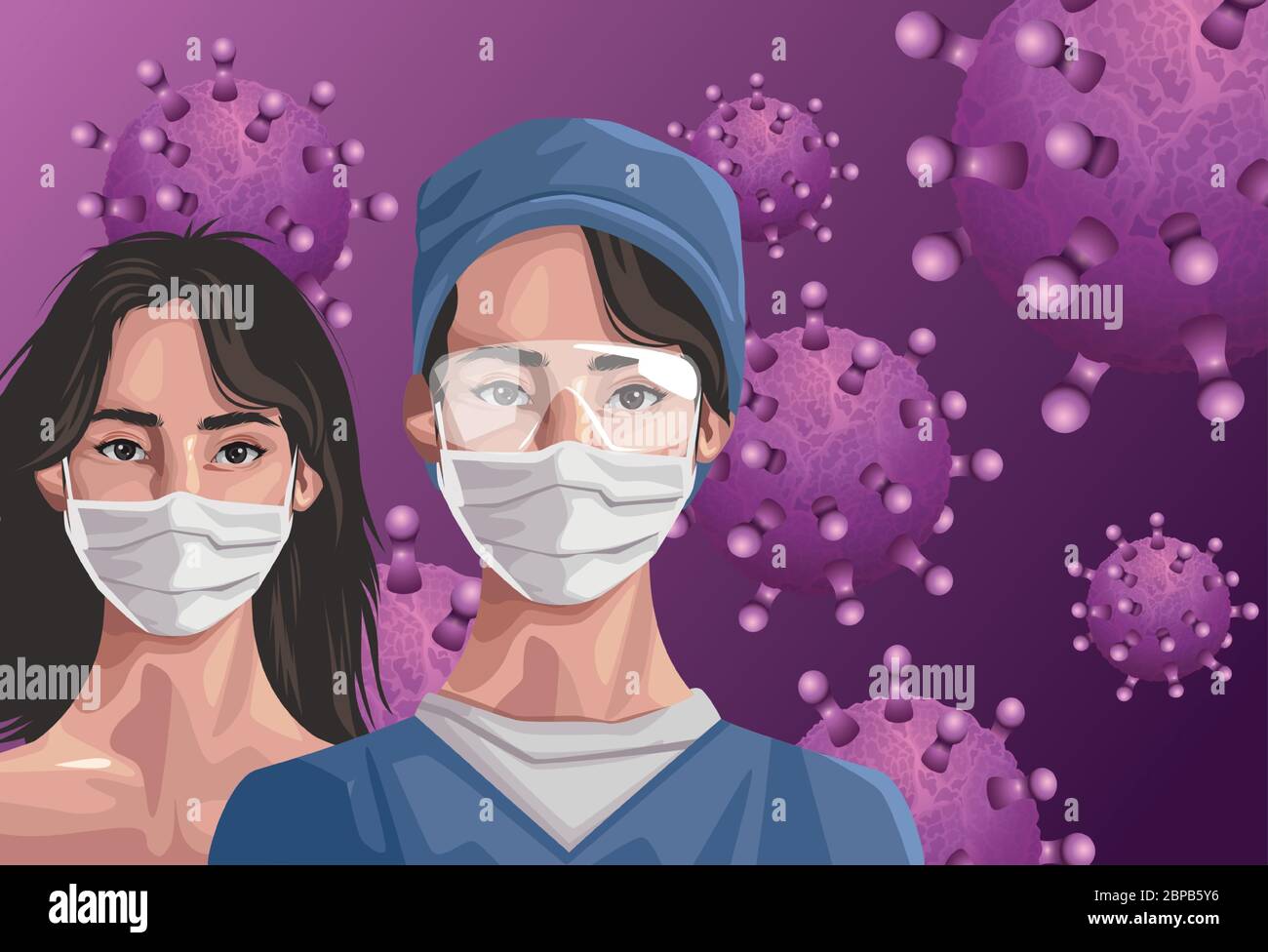 nurse and woman using fase mask and glasses ,covid19 protection Stock ...