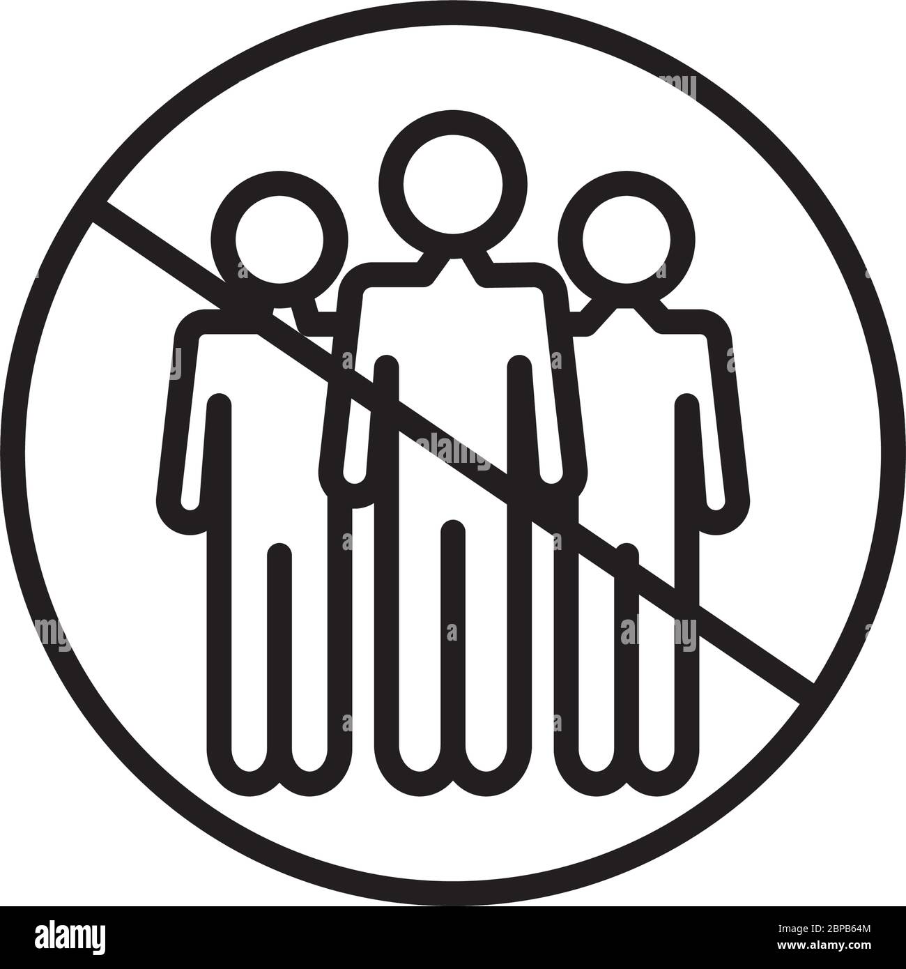 virus concept, prohibited crowd symbol, forbidden sign with people over ...