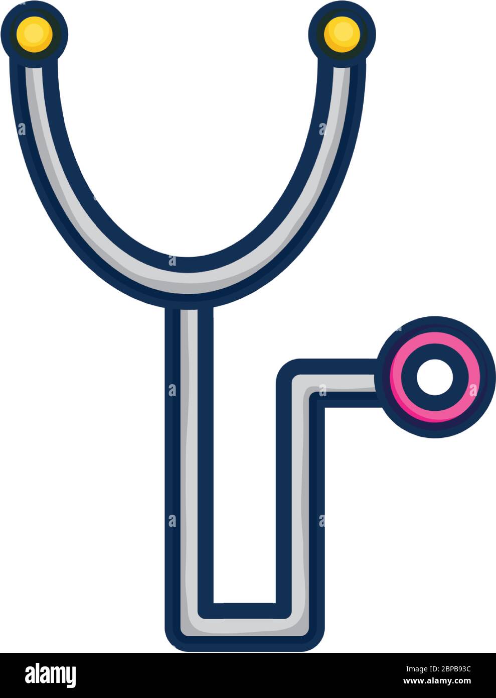 medical stethoscope icon over white background, line color style ...