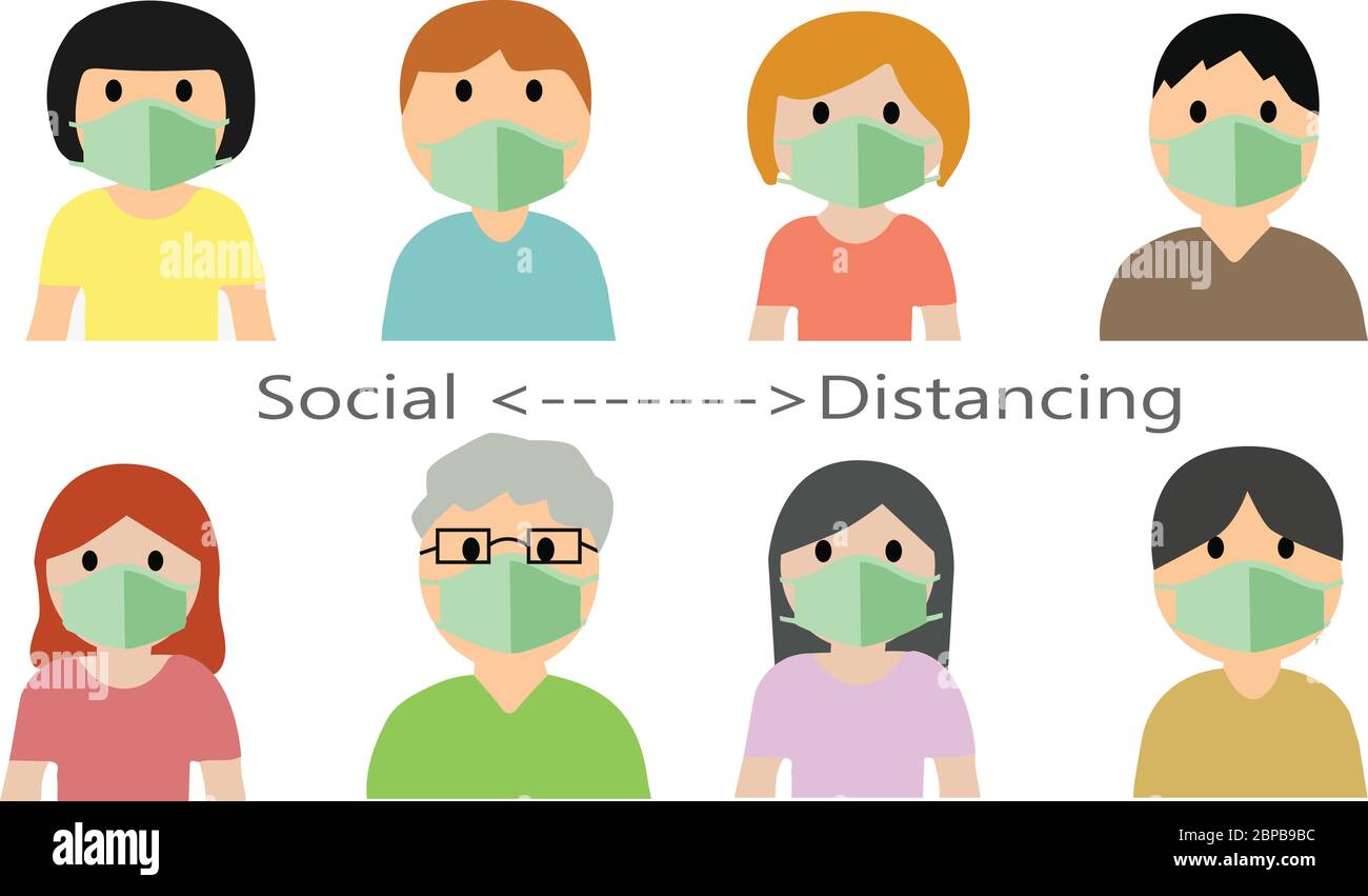 Social Distancing, People keeping distance concept Stock Vector Image ...