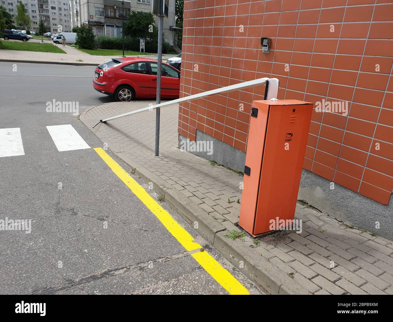 Broken boom barrier to car parking lot Stock Photo - Alamy