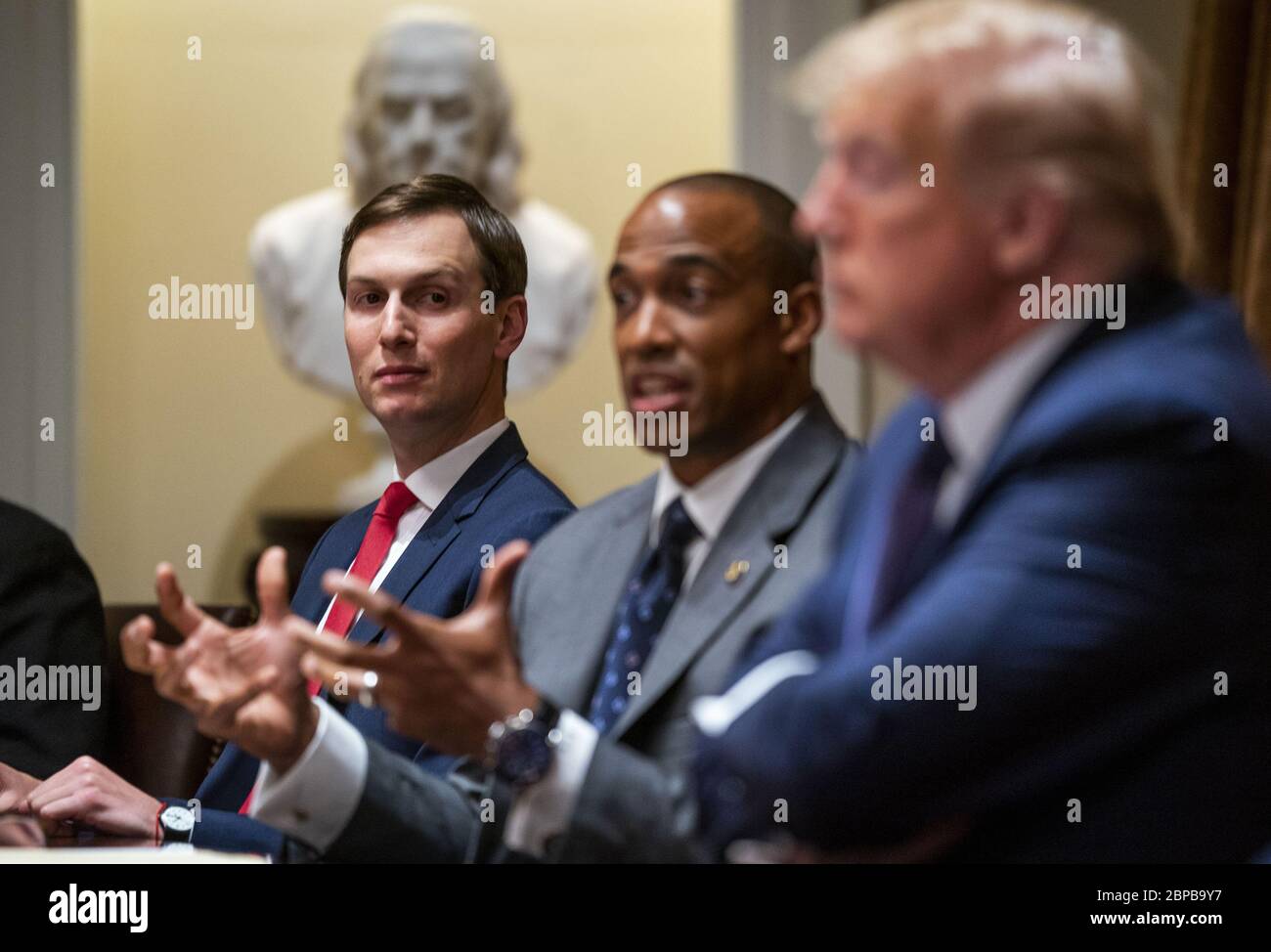 Washington, United States. 18th May, 2020. Jared Kushner, left, looks ...