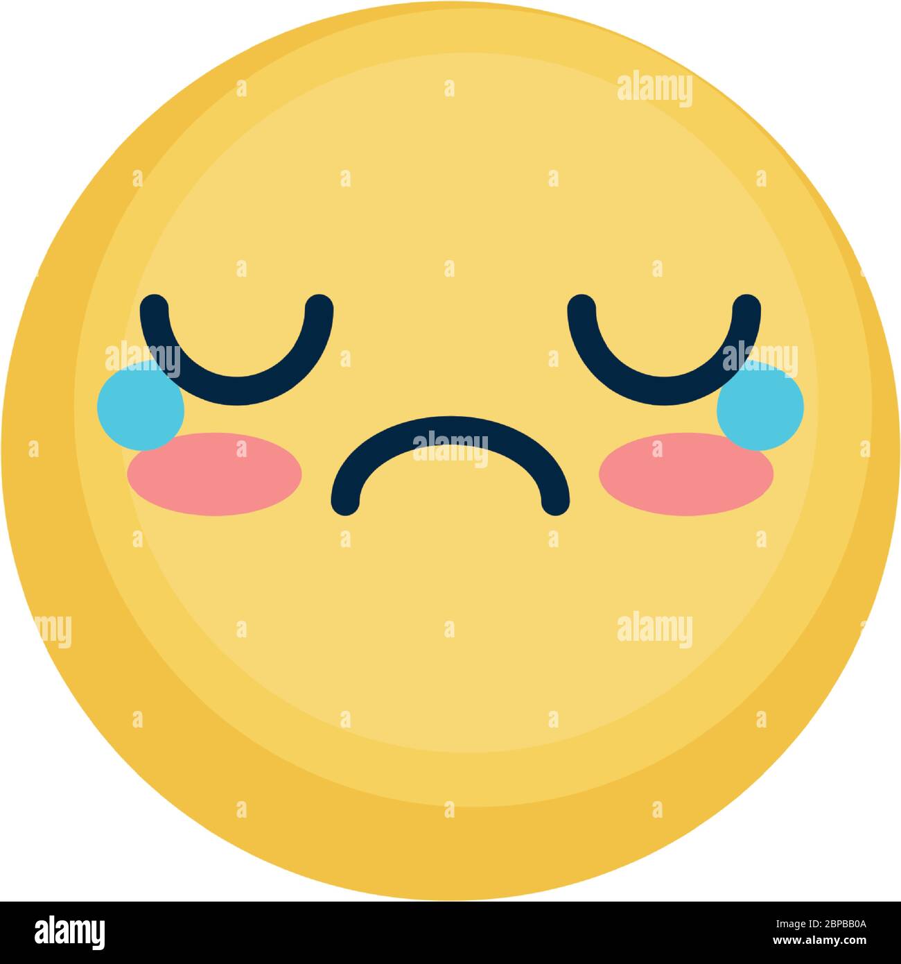 sad emoji crying icon over white background, flat style, vector ...