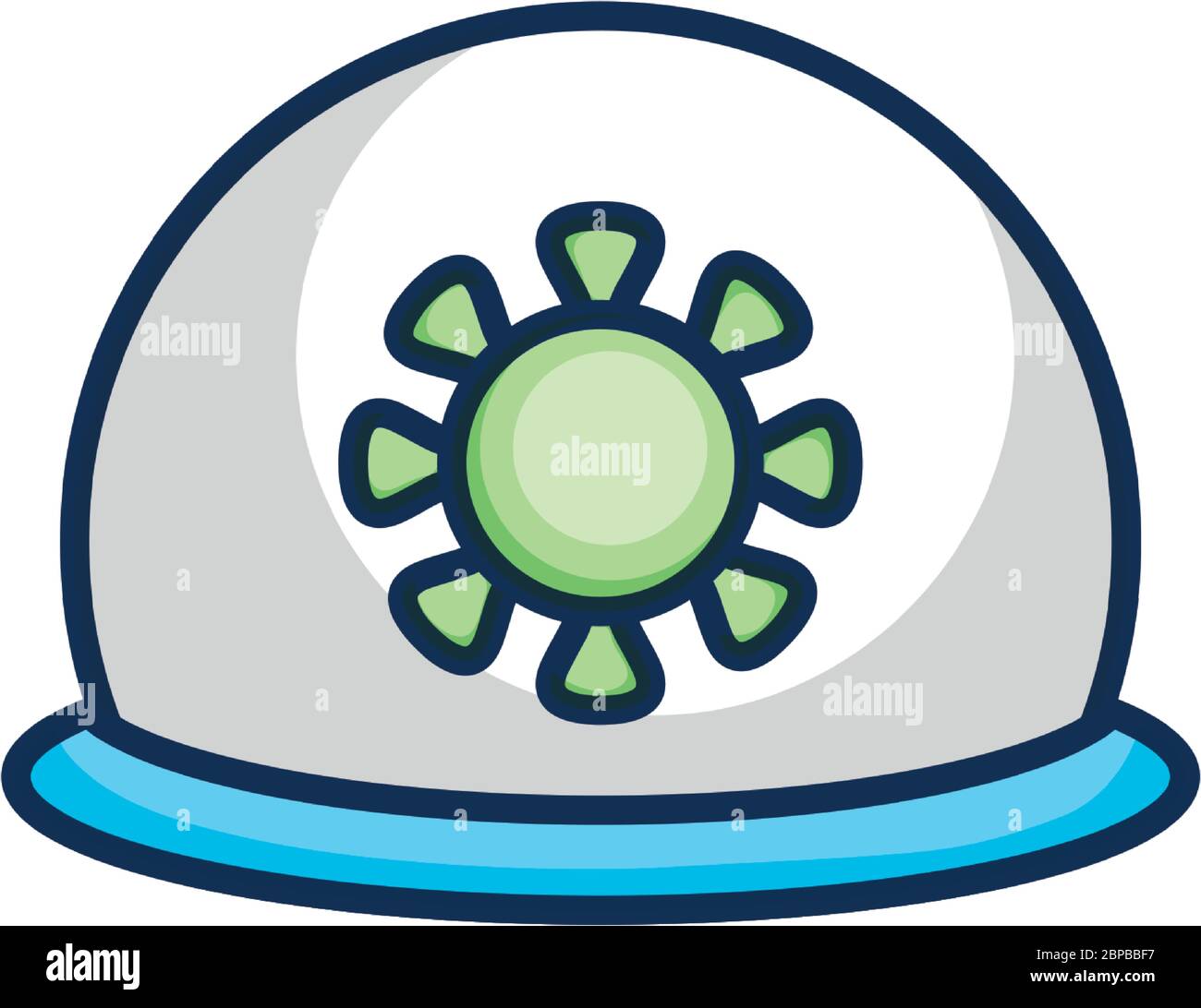 cap with coronavirus symbol icon over white background, line color ...