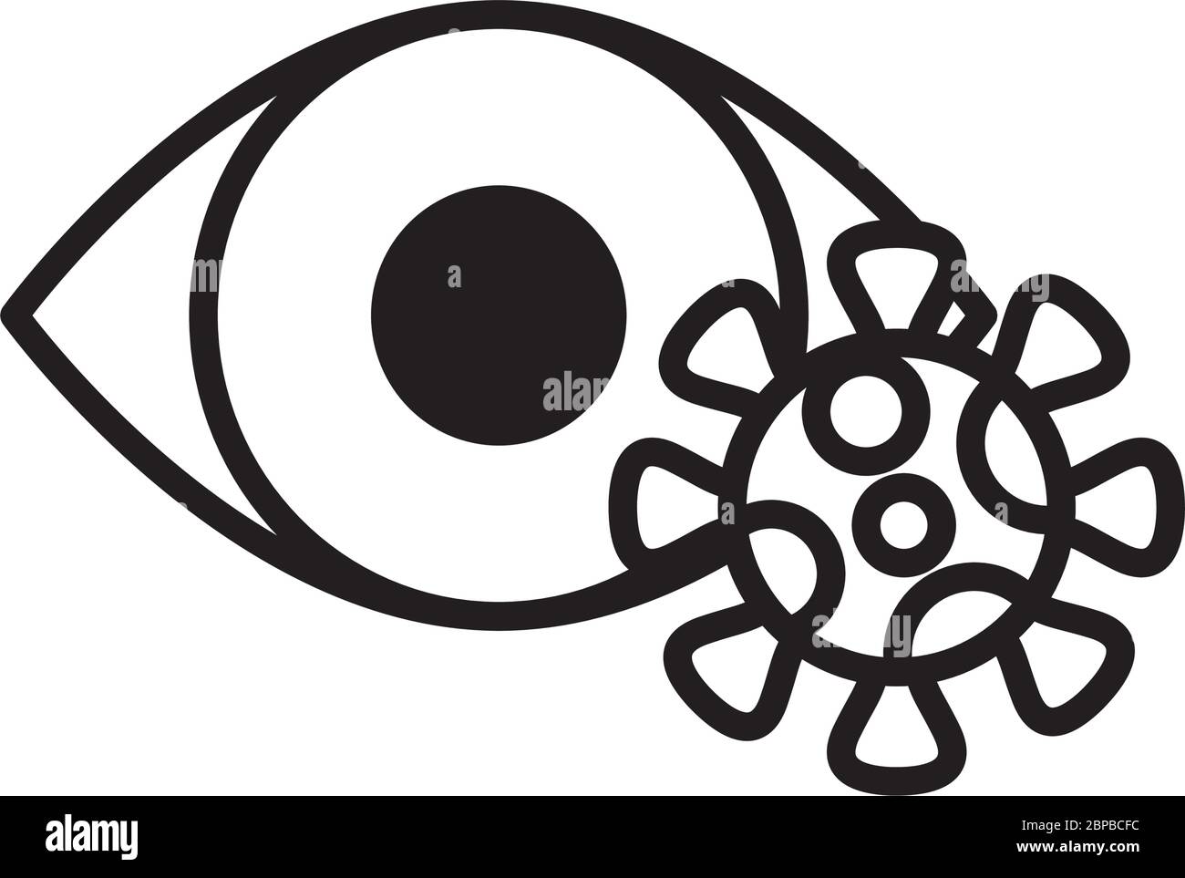 eye with coronavirus symbol icon over white background, line style ...