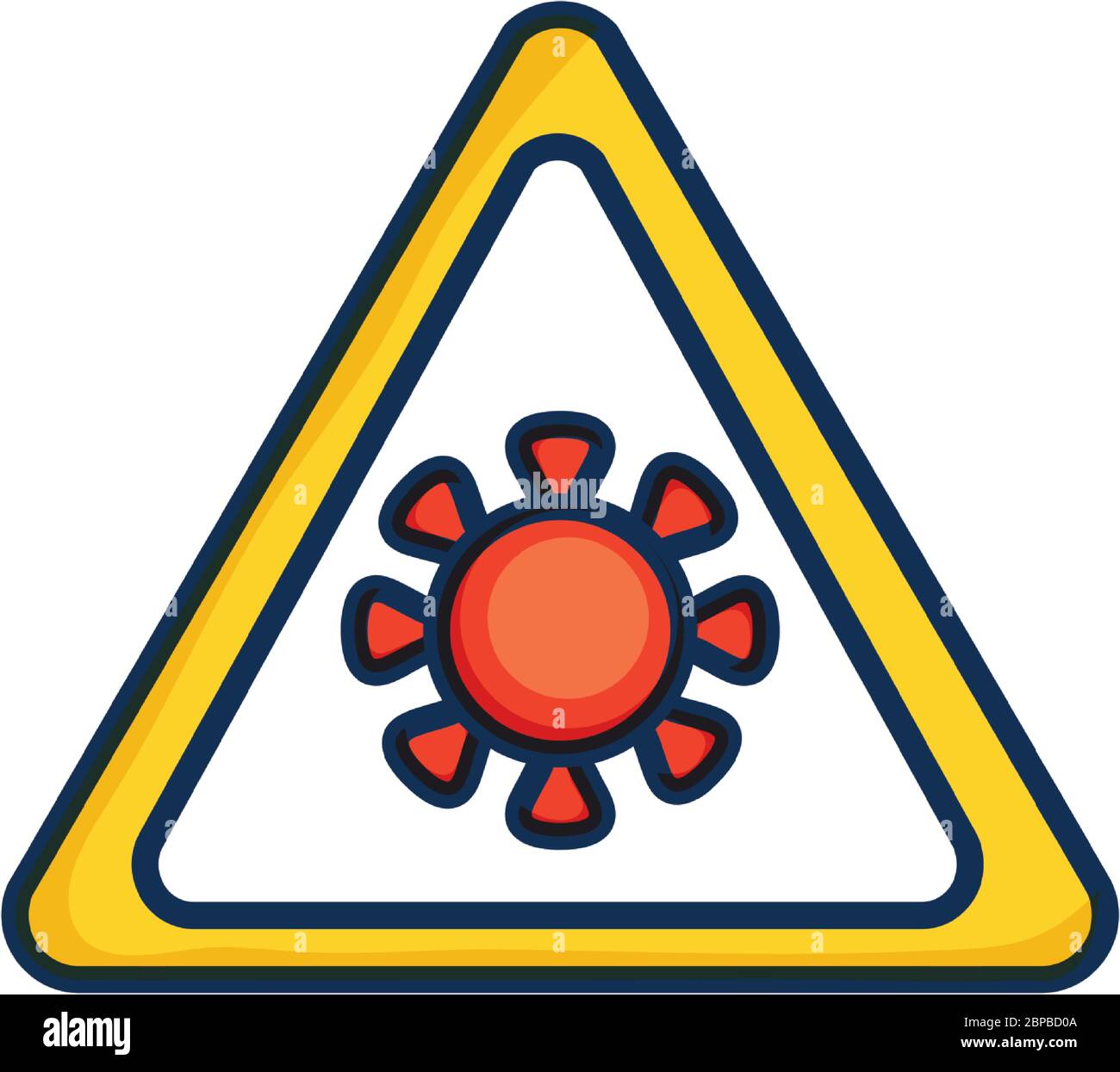 virus warning sign over white background, line color style, vector ...