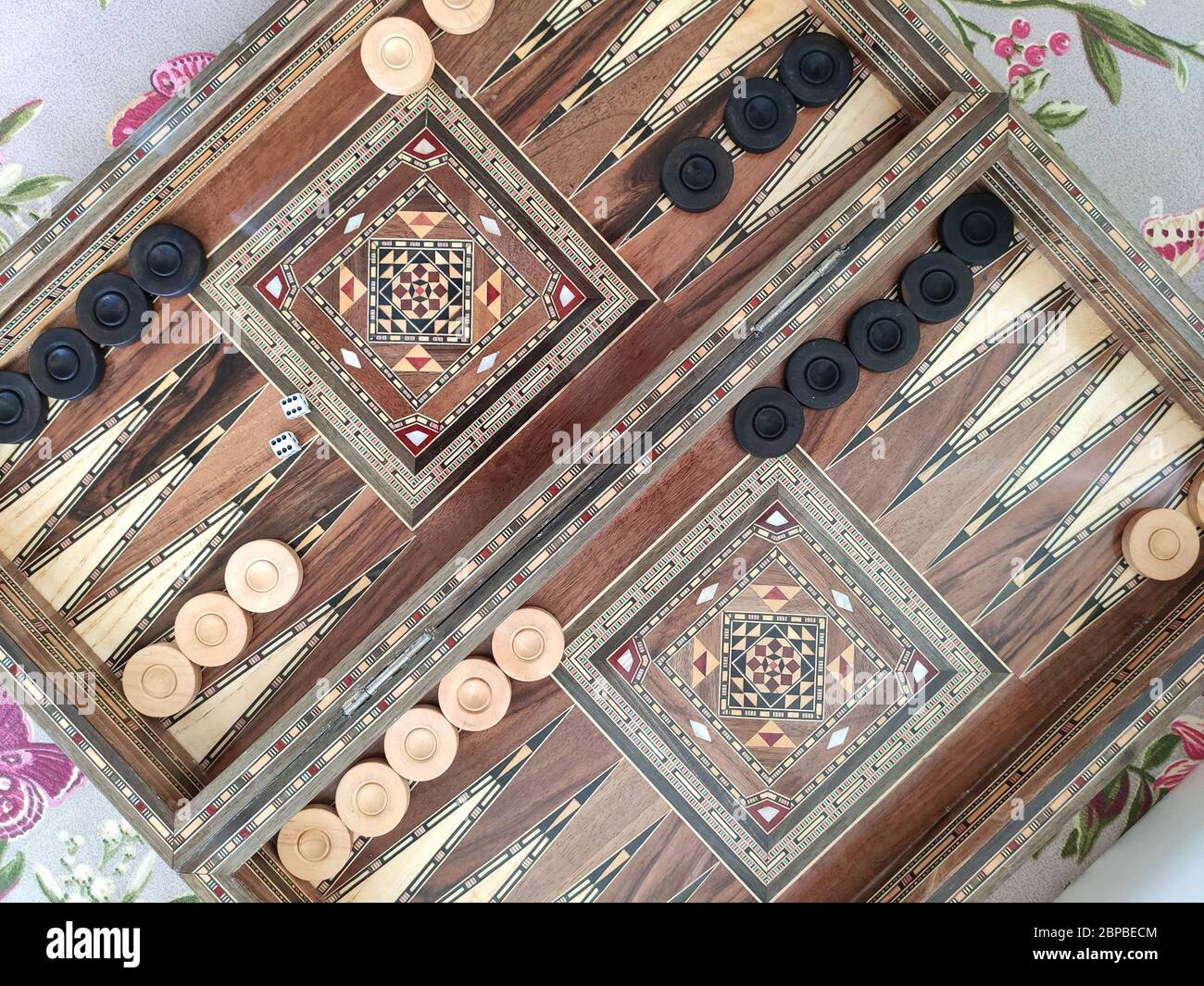 Backgammon with wooden inlay. Wooden backgammon board game of pearl ...
