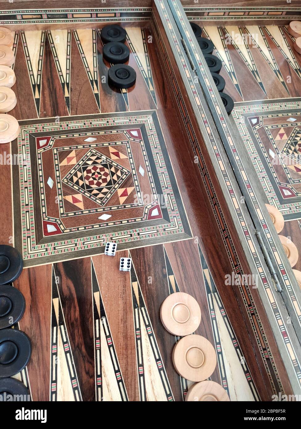 Backgammon with wooden inlay. Wooden backgammon board game of pearl ...