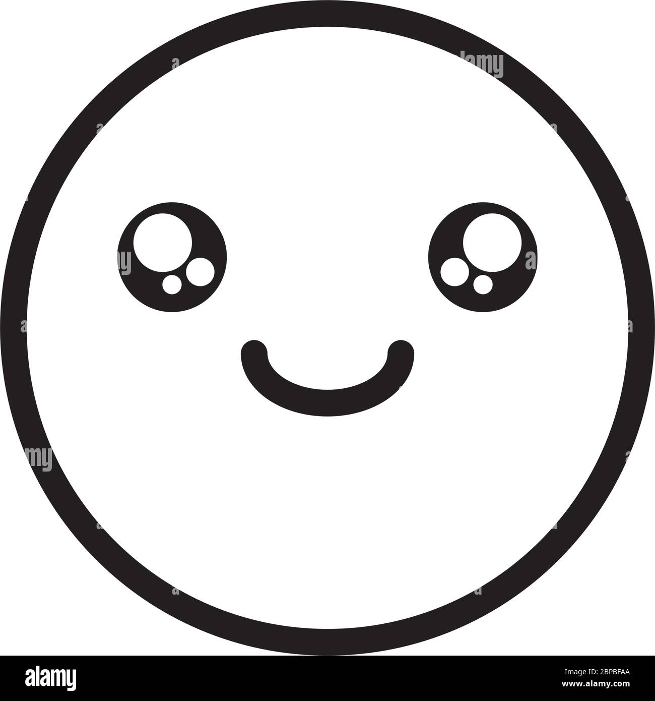 cute happy emoji icon over white background, line style, vector ...