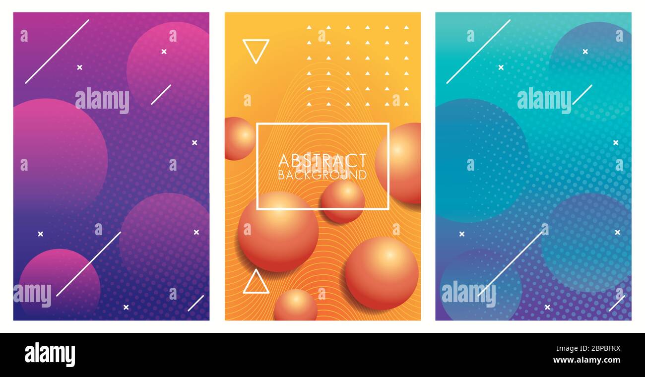 three geometric colorful abstract backgrounds Stock Vector Image & Art ...