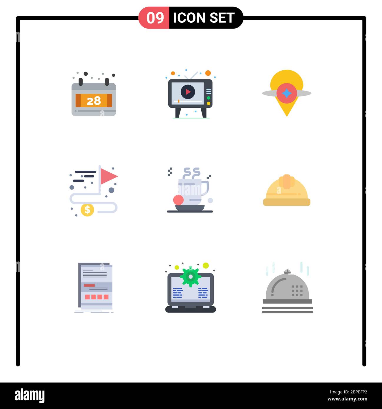 Stock Vector Icon Pack of 9 Line Signs and Symbols for cup, goal, map ...