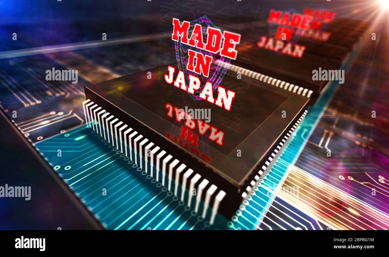 Made in Japan. Industry, export and innovation. Modern technology CPU ...