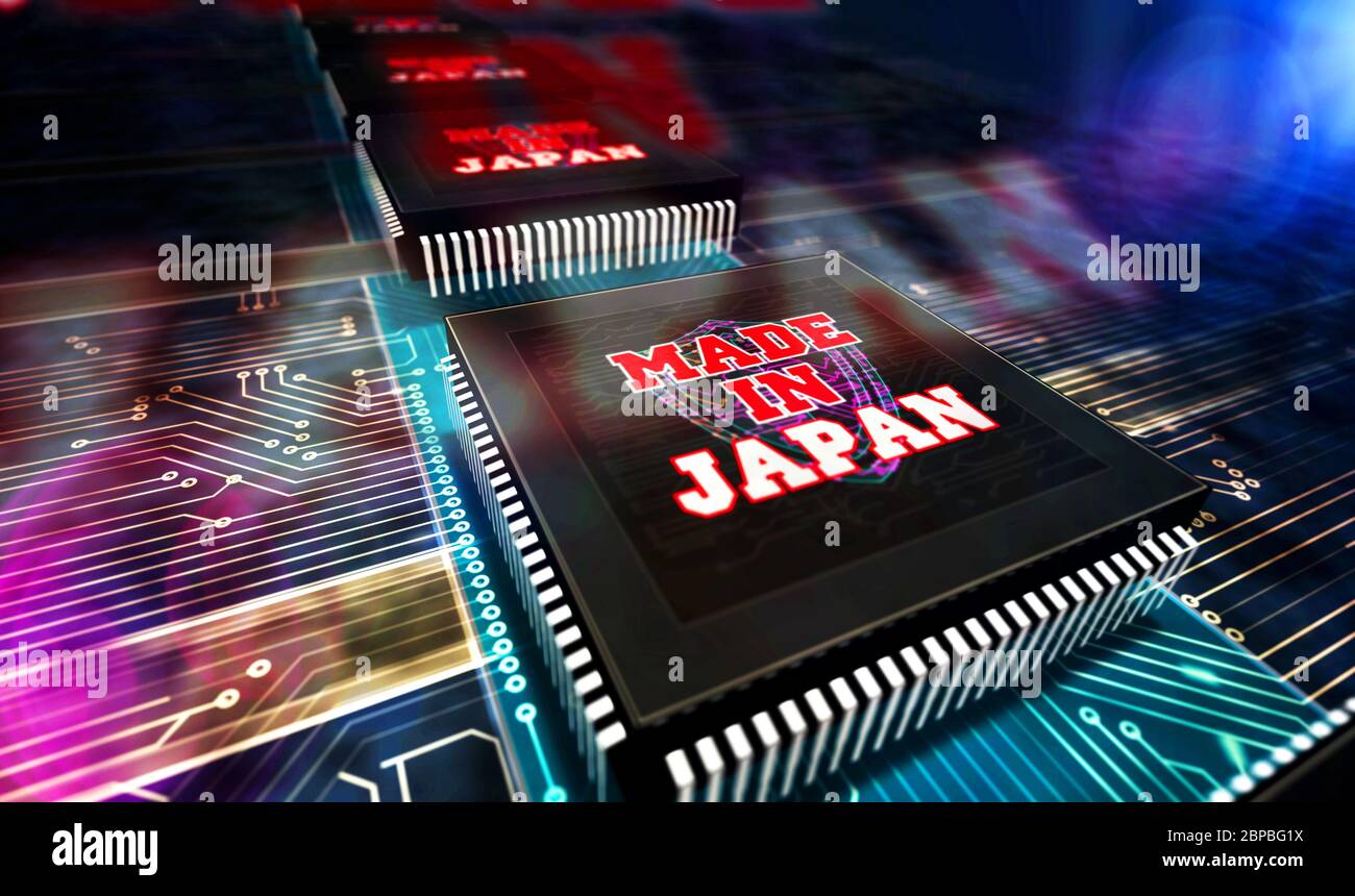 Made in Japan. Industry, export and innovation. Modern technology CPU ...