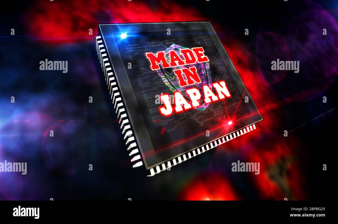 Made in Japan. Industry, export and innovation. Modern technology CPU ...