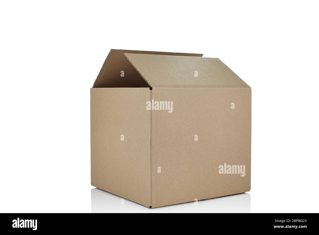 Opened cardboard box isolated on white background Stock Photo - Alamy