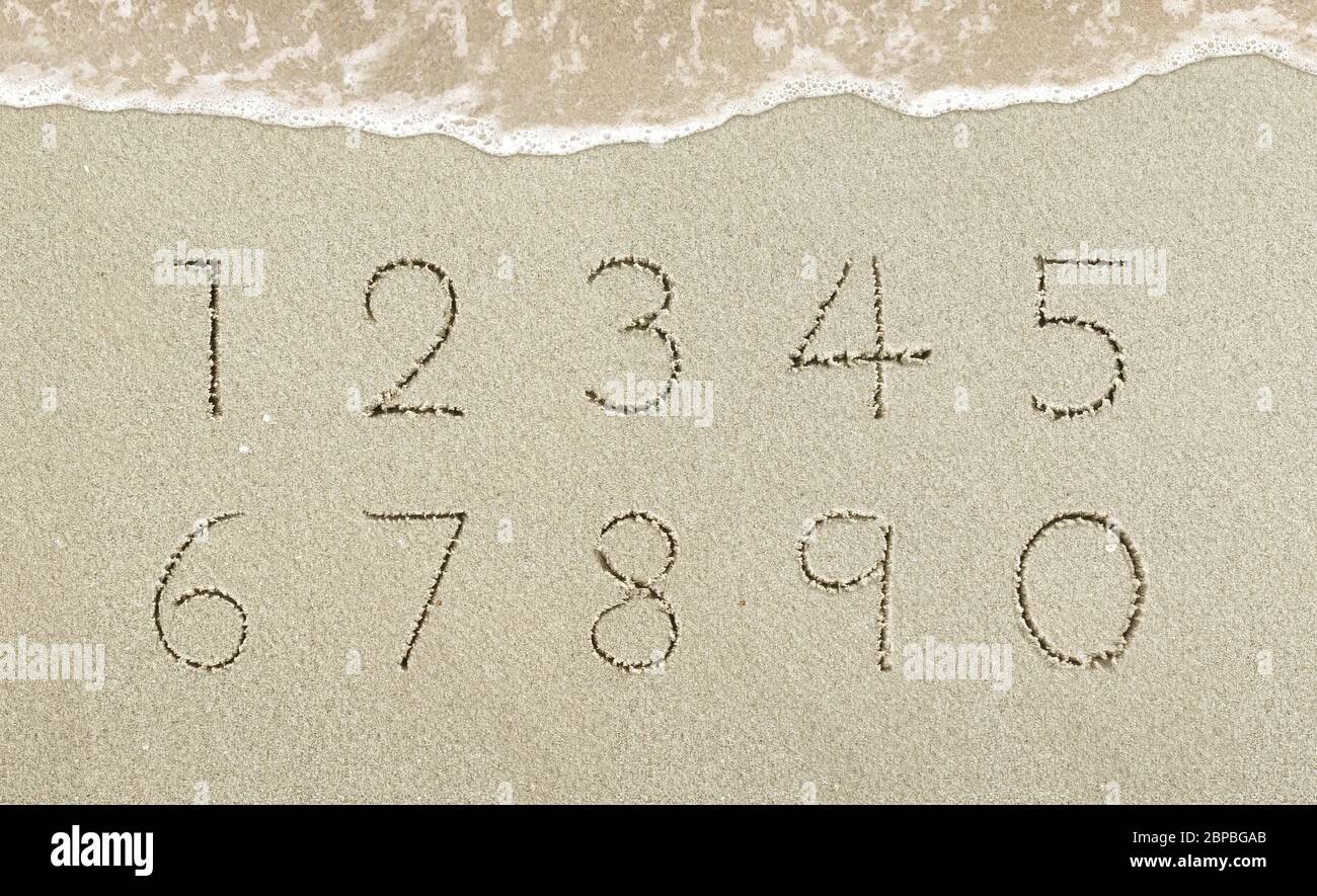 Alphabet writing on sand letter hi-res stock photography and images - Alamy