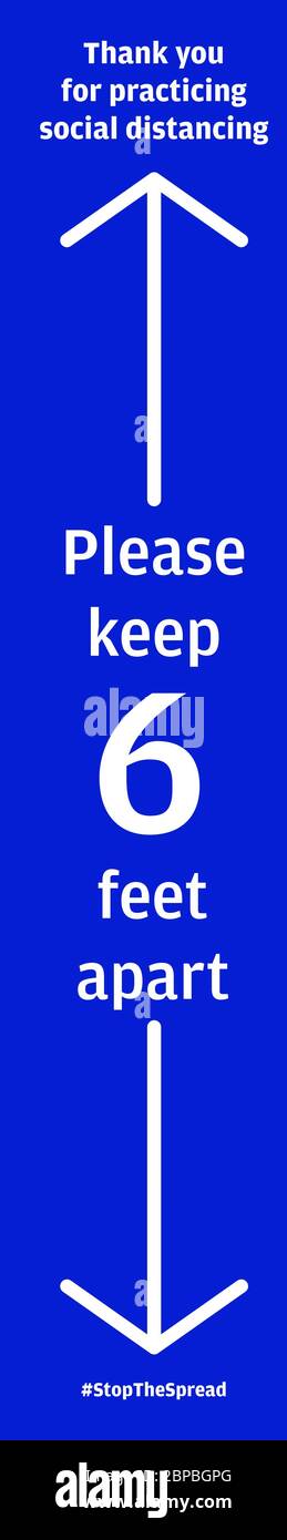 Long floor sticker with social distancing message asking people to ...