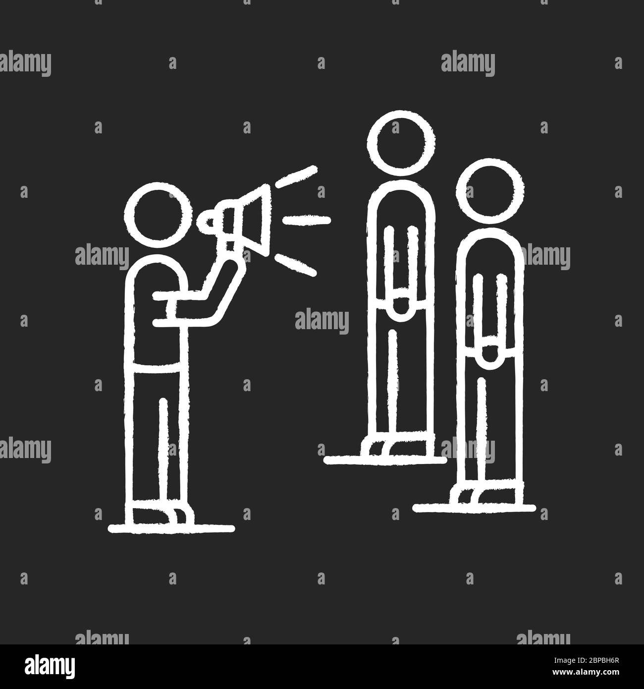 Public broadcasting chalk white icon on black background Stock Vector ...