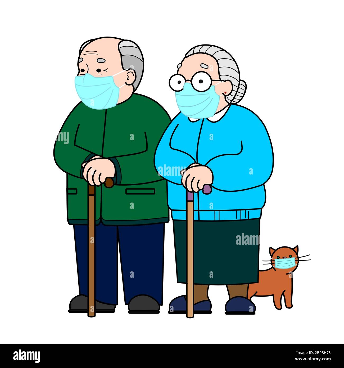 Elderly people in protective Stock Vector Images - Alamy