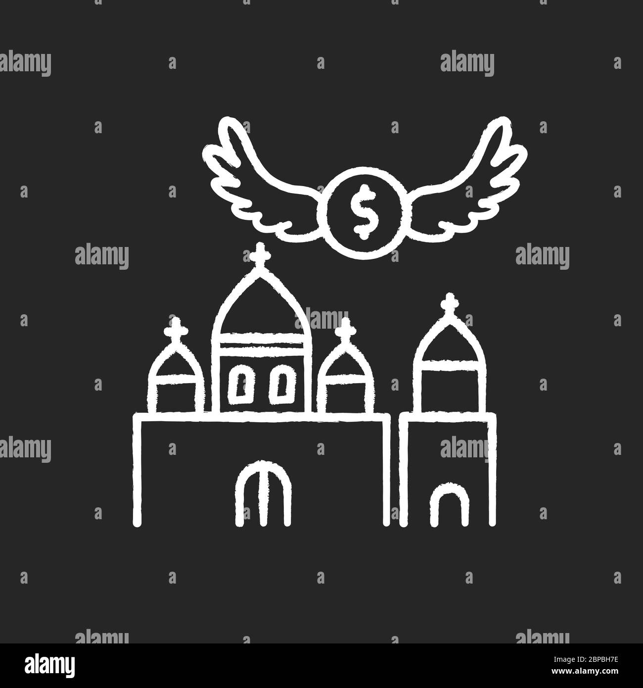 Church donation chalk white icon on black background Stock Vector Image ...