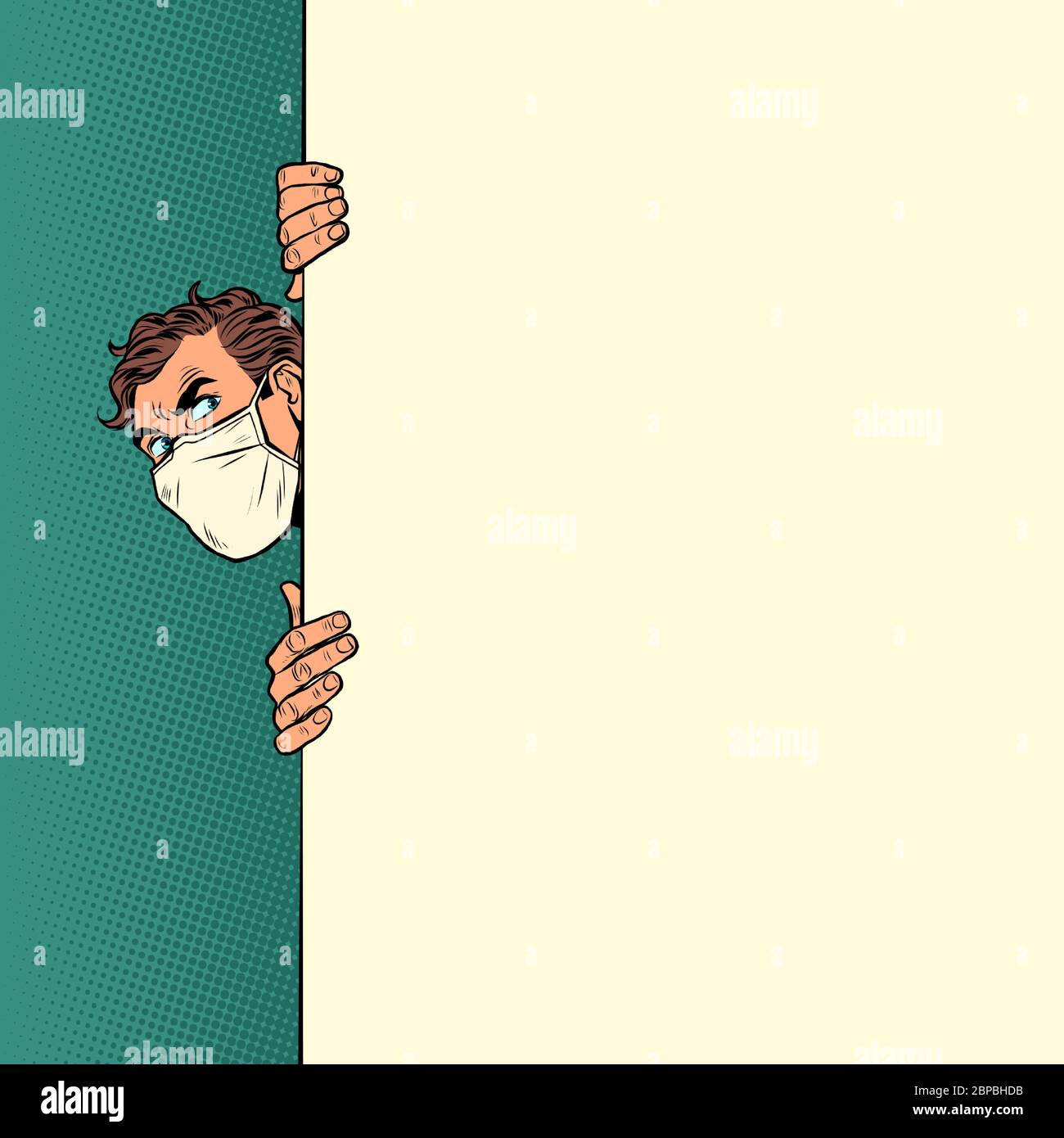 A man in a medical mask. Poster advertising announcement Stock Vector ...