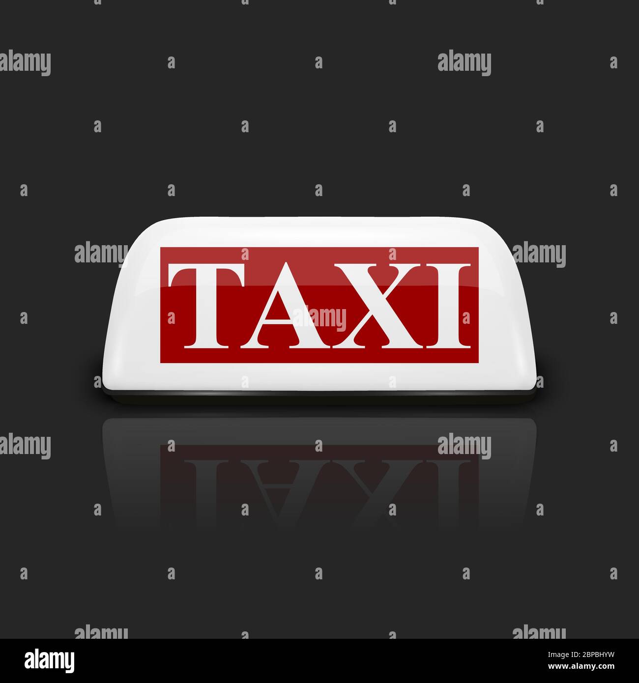 Vector 3d Realistic White with Red Letters French Taxi Sign Icon with ...