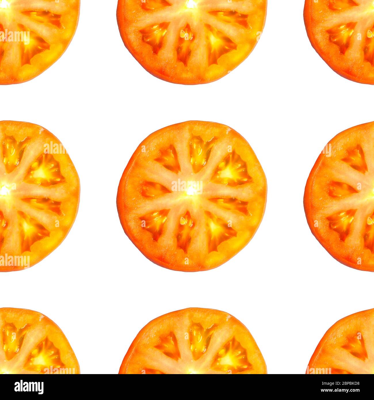 Seamless endless pattern of slices of juicy ripe red tomato. Design for ...
