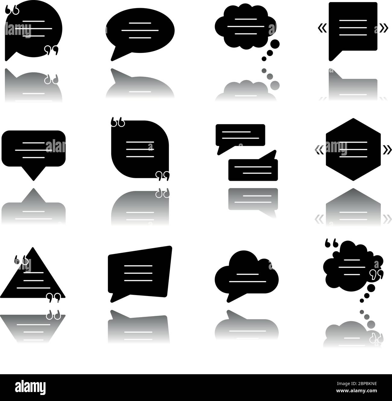 Dialogue box drop shadow black glyph icons set Stock Vector Image & Art ...