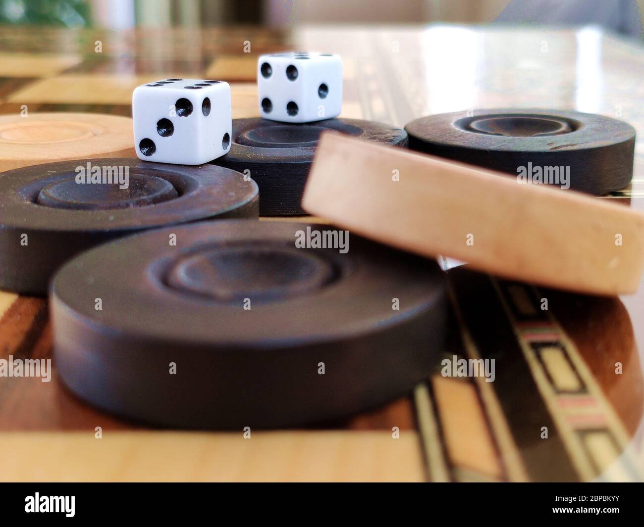 Backgammon with wooden inlay. Wooden backgammon board game of pearl ...