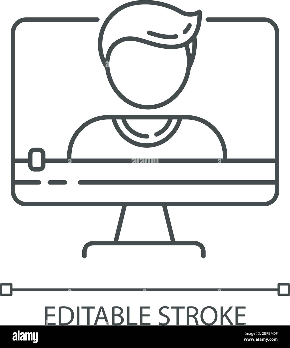 Talking head video pixel perfect linear icon Stock Vector Image & Art ...