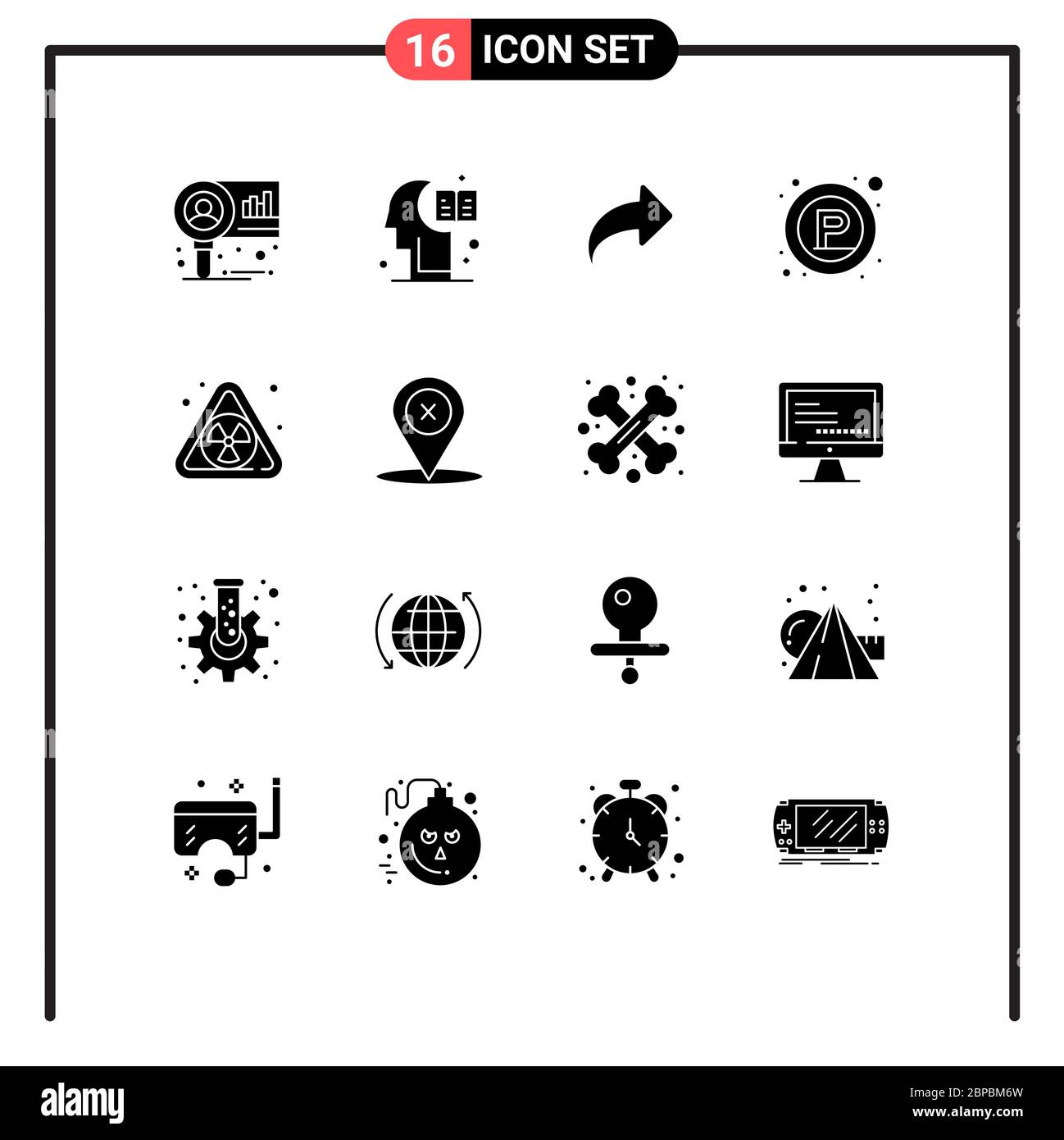 16 Thematic Vector Solid Glyphs and Editable Symbols of pollution ...