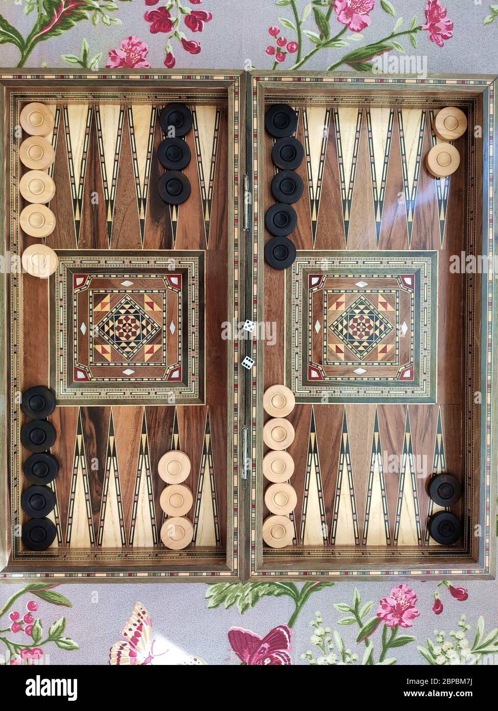 Backgammon with wooden inlay. Wooden backgammon board game of pearl ...