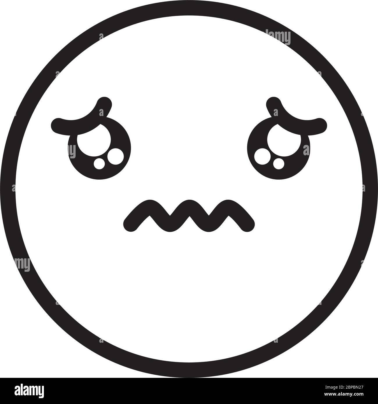 sad emoji crying icon over white background, line style, vector ...