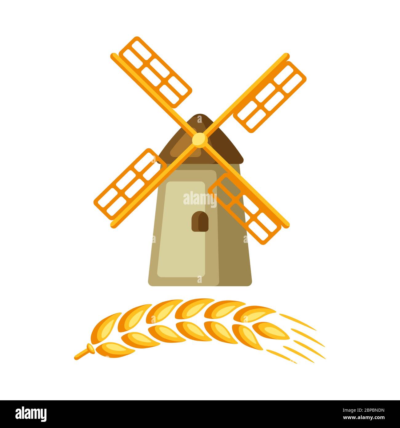 Illustration of grain mill with ripe wheat ear Stock Vector Image & Art ...