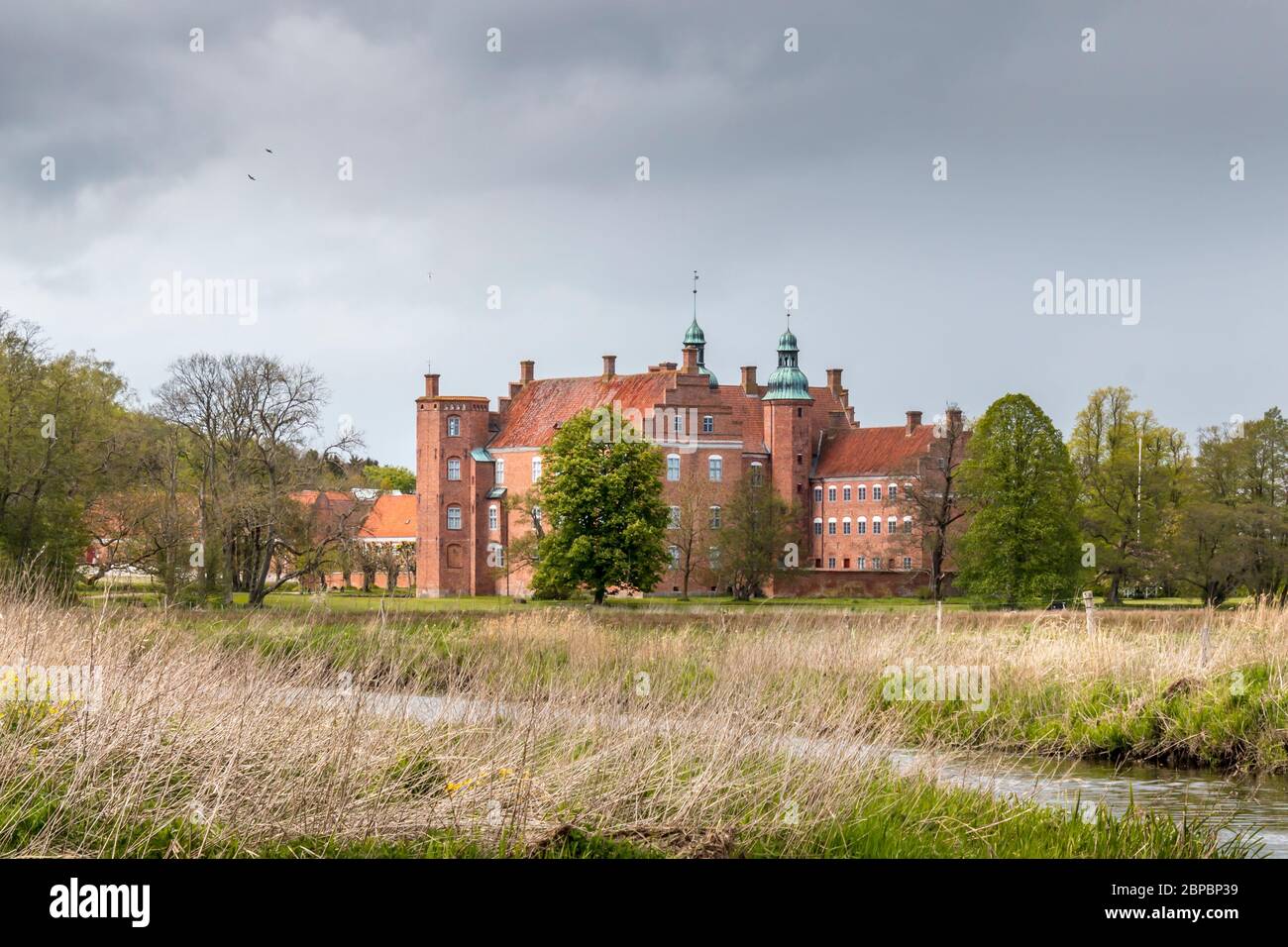 The historic Gammel Estrup Castle in Djursland. Old Estrup, most famous castle of Jutland region ...