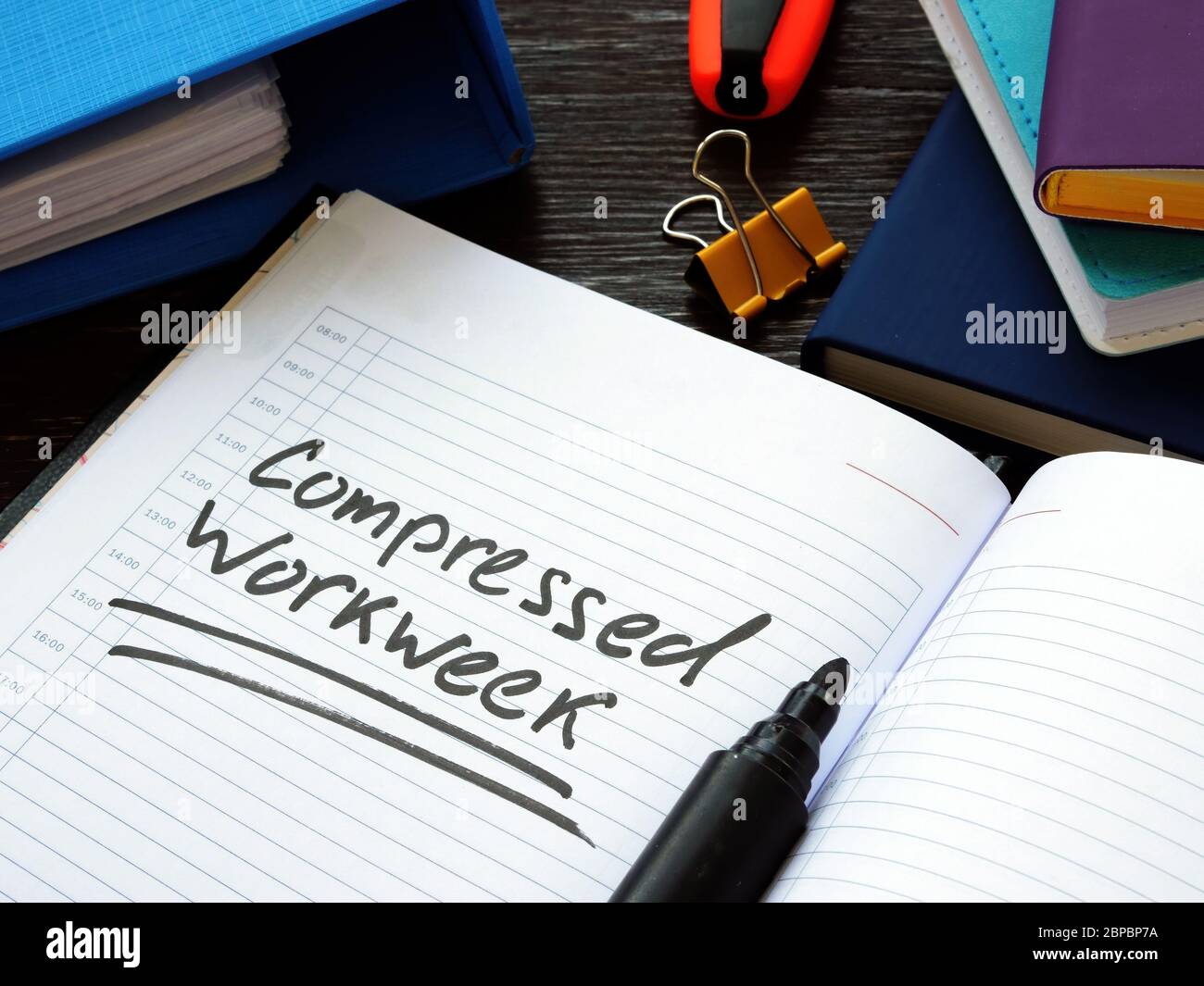 Compressed Workweek remark on the work schedule Stock Photo - Alamy