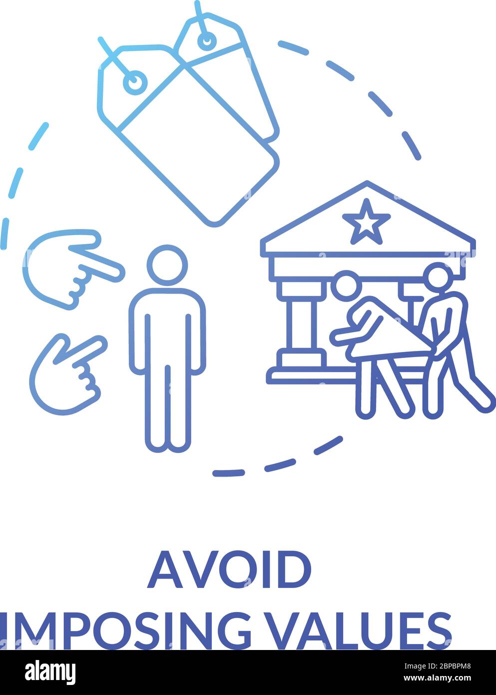 Avoid imposing values blue gradient concept icon Stock Vector Image ...