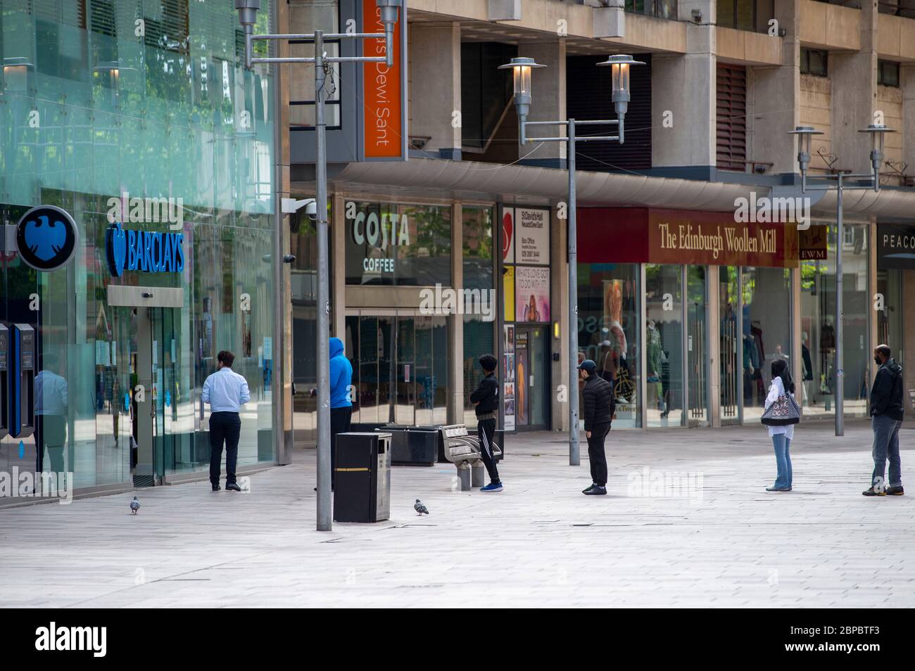Cardiff City Centre pictured mid morning on 18/5/20 during Covid 19 ...