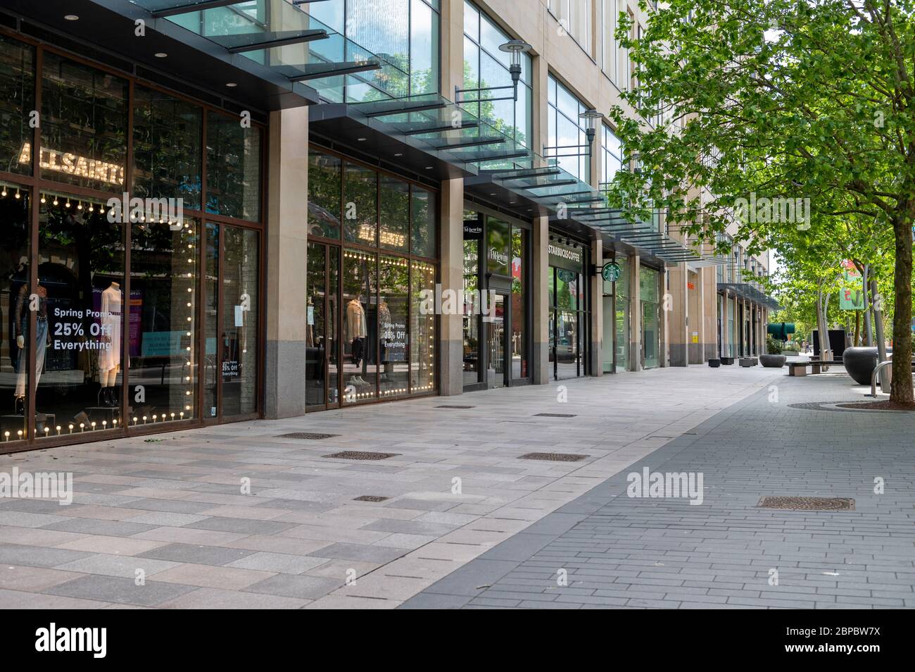 Cardiff City Centre pictured mid morning on 18/5/20 during Covid 19 ...