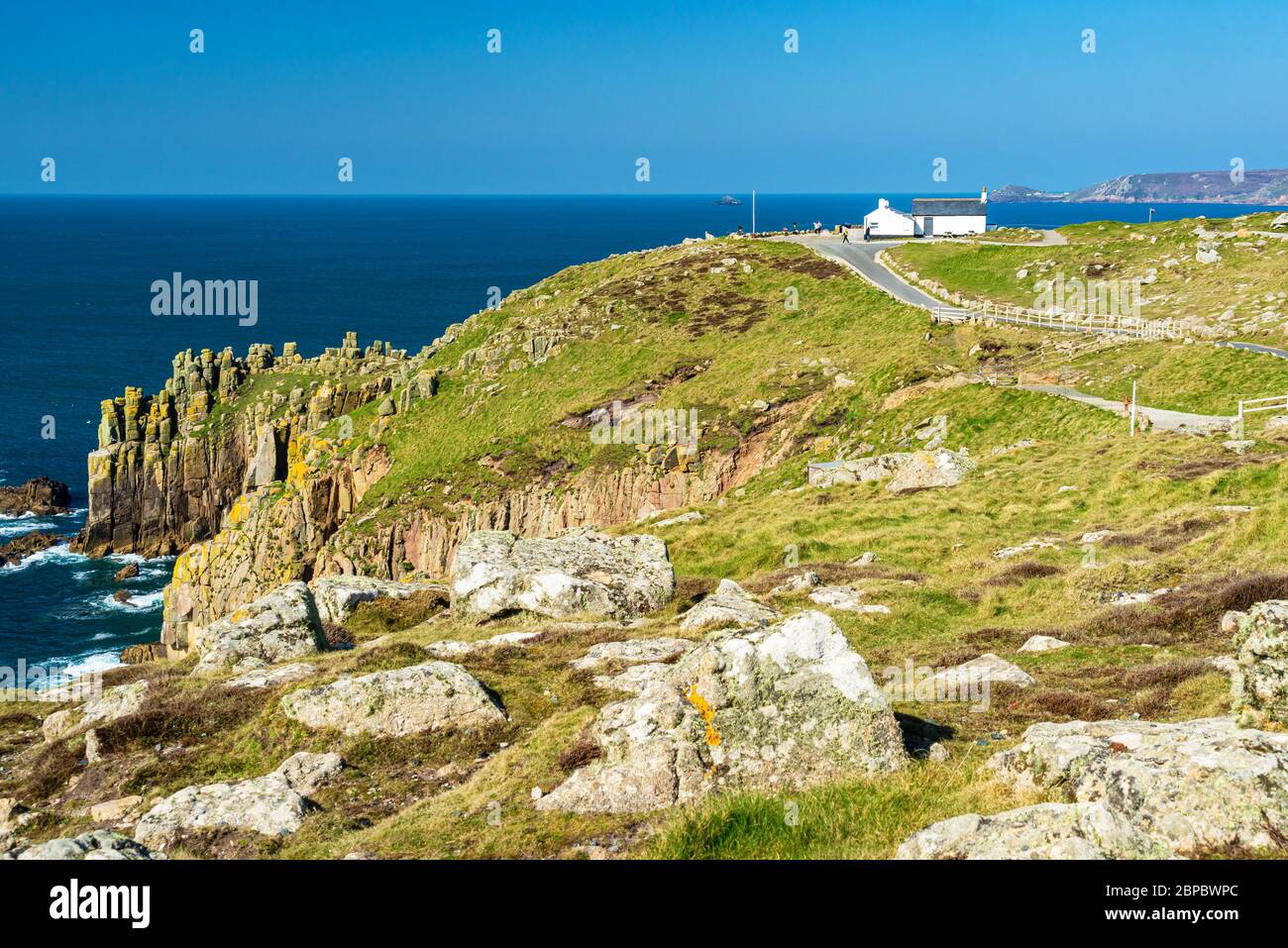Coastal scenery and the dramatic cliffs at Lands End Cornwall England ...