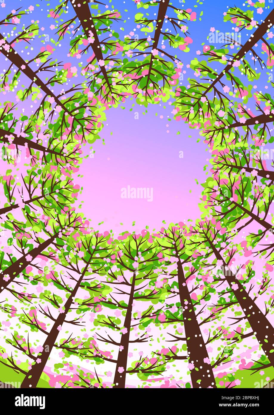 Spring forest background with stylized trees Stock Vector Image & Art ...