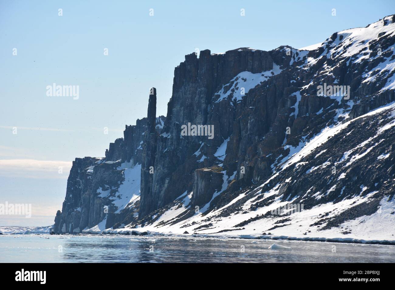 The "bird cliffs" at Alkefjellet in the Hinlopen Strait, Svalbard, are ...