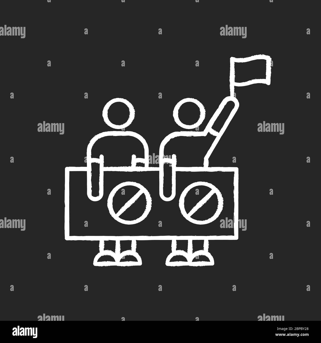 Human right protection chalk white icon on black background Stock ...